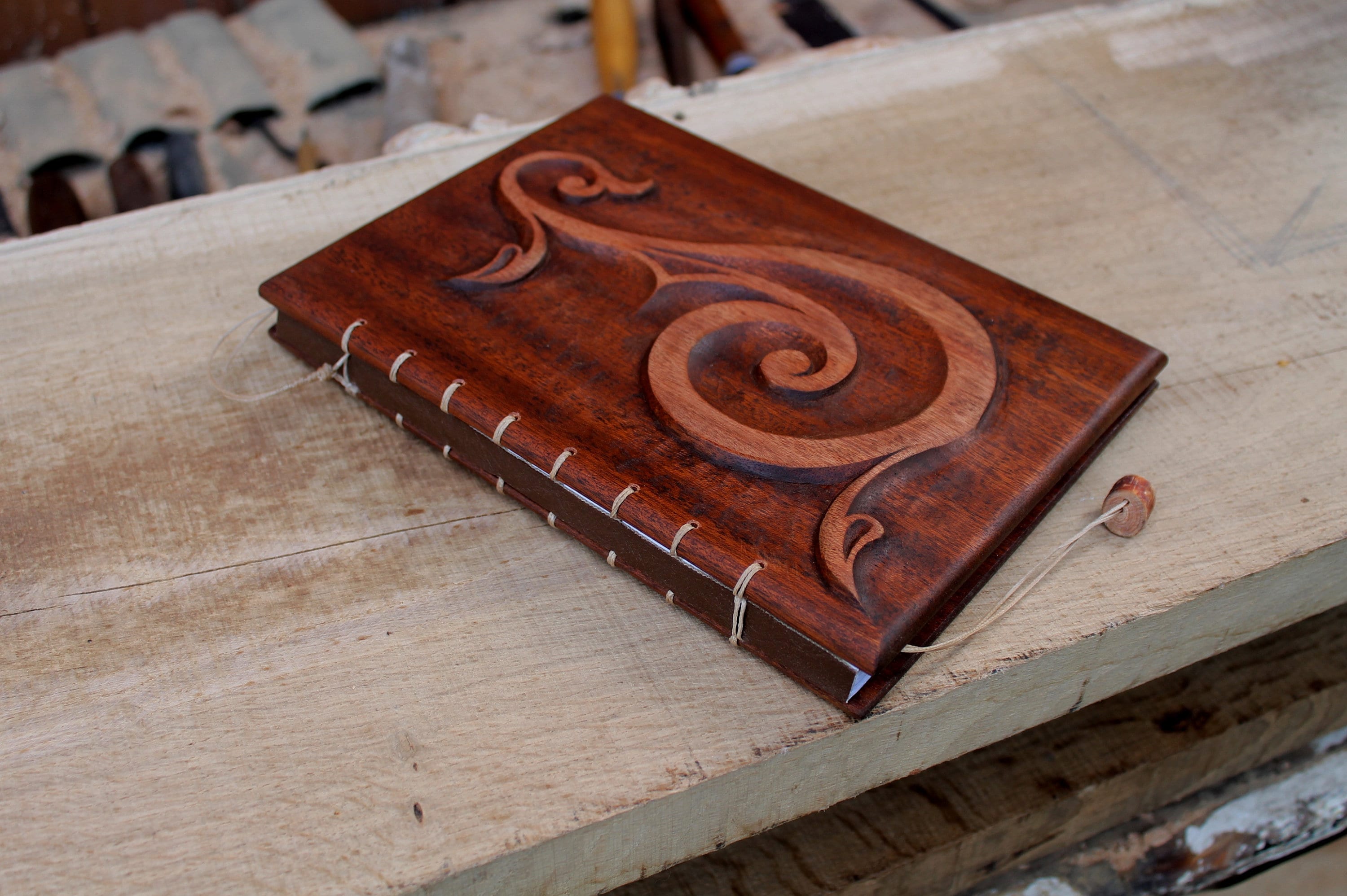 Custom Carved Wooden Book Cover: Mahogany A5 Journal - Etsy
