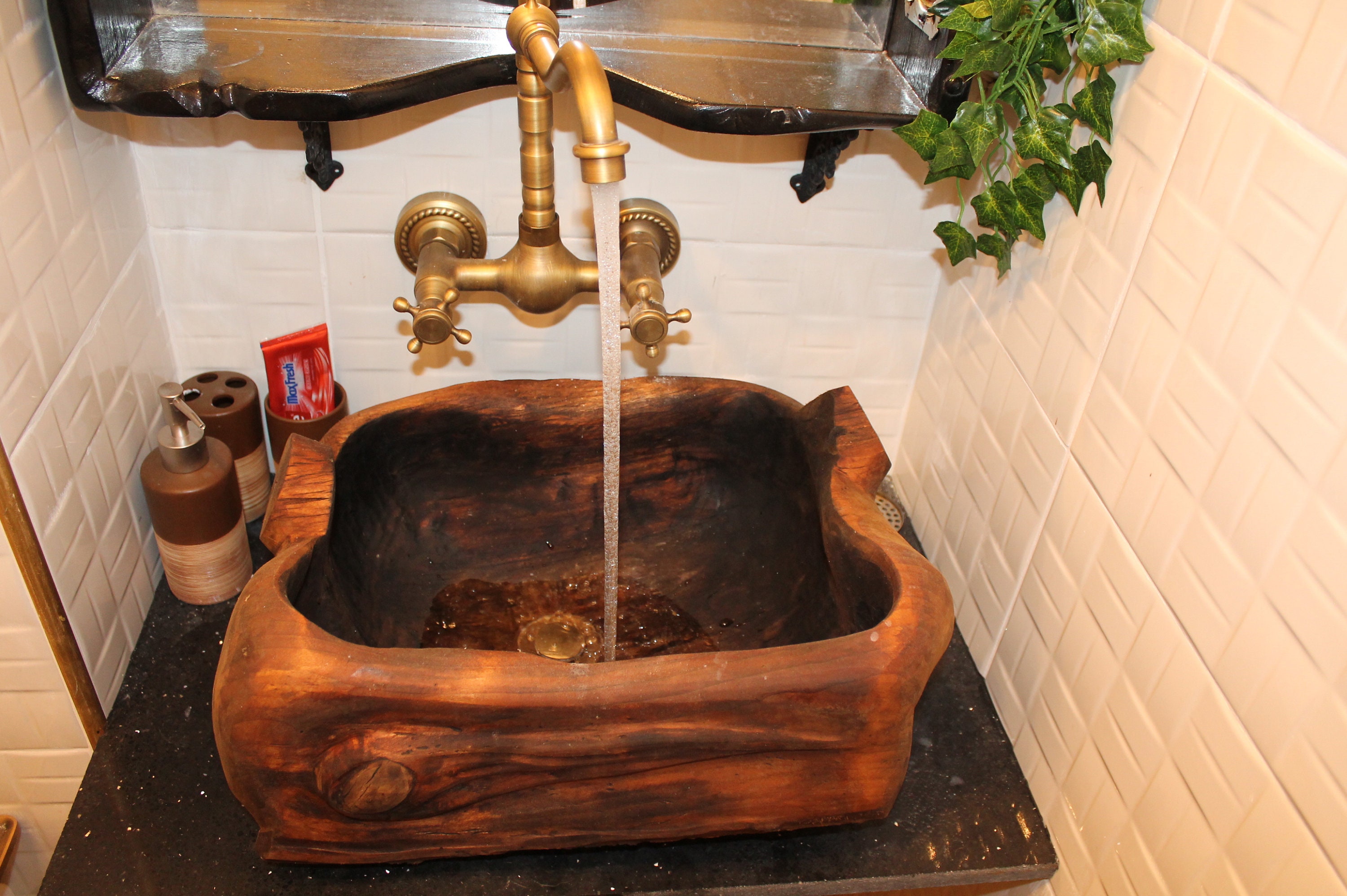 Wooden Sink, Wash Basin Sink, Unique Natural Design, Part of Wood Art ...