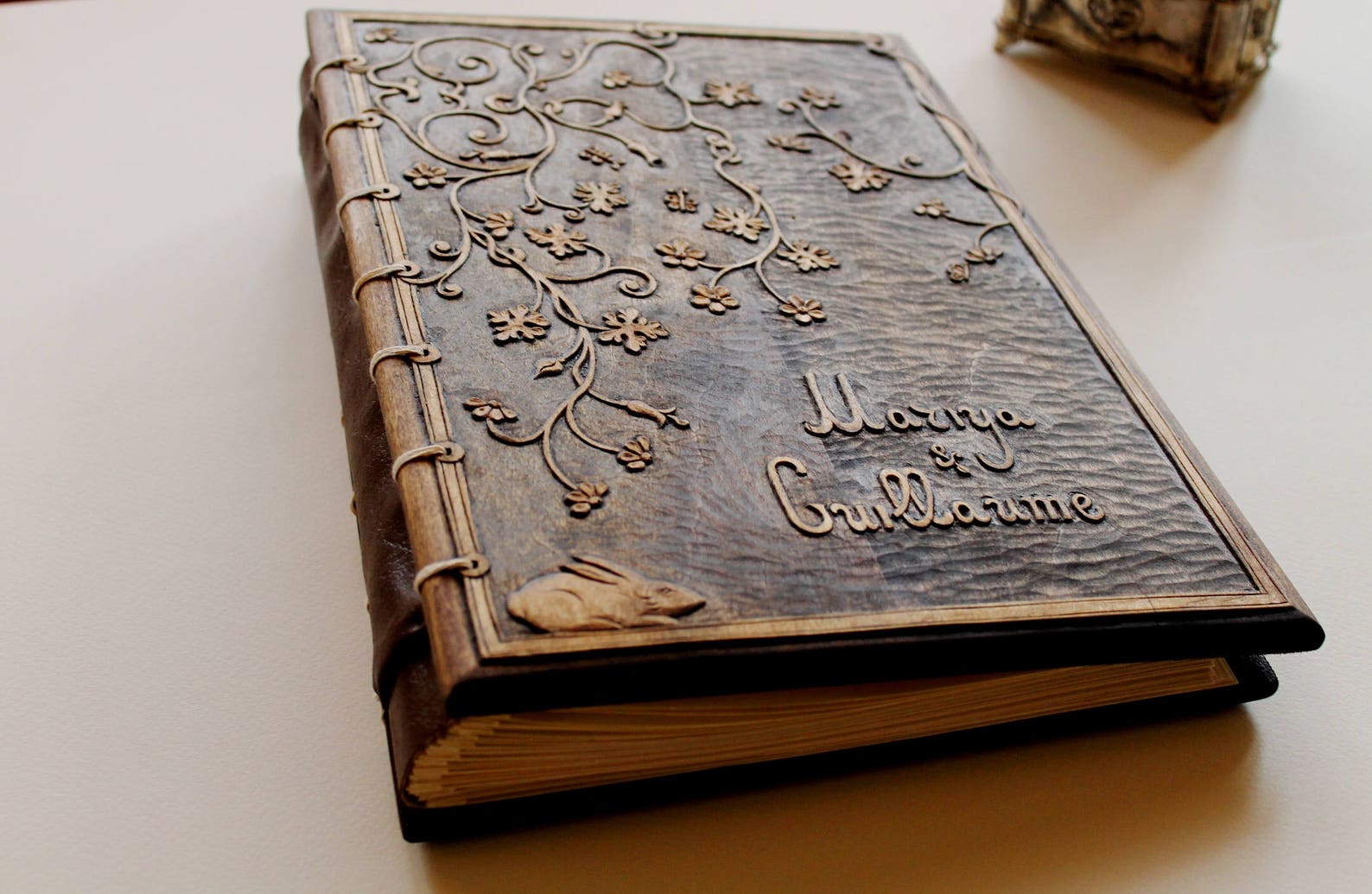 Personalized Wedding Album, Photo Album With Wooden Covers, Hand Carved ...