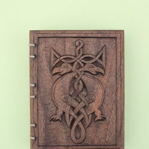 Guardians, Blank Book With Wooden Covers, Carved Notebook, Mythology ...