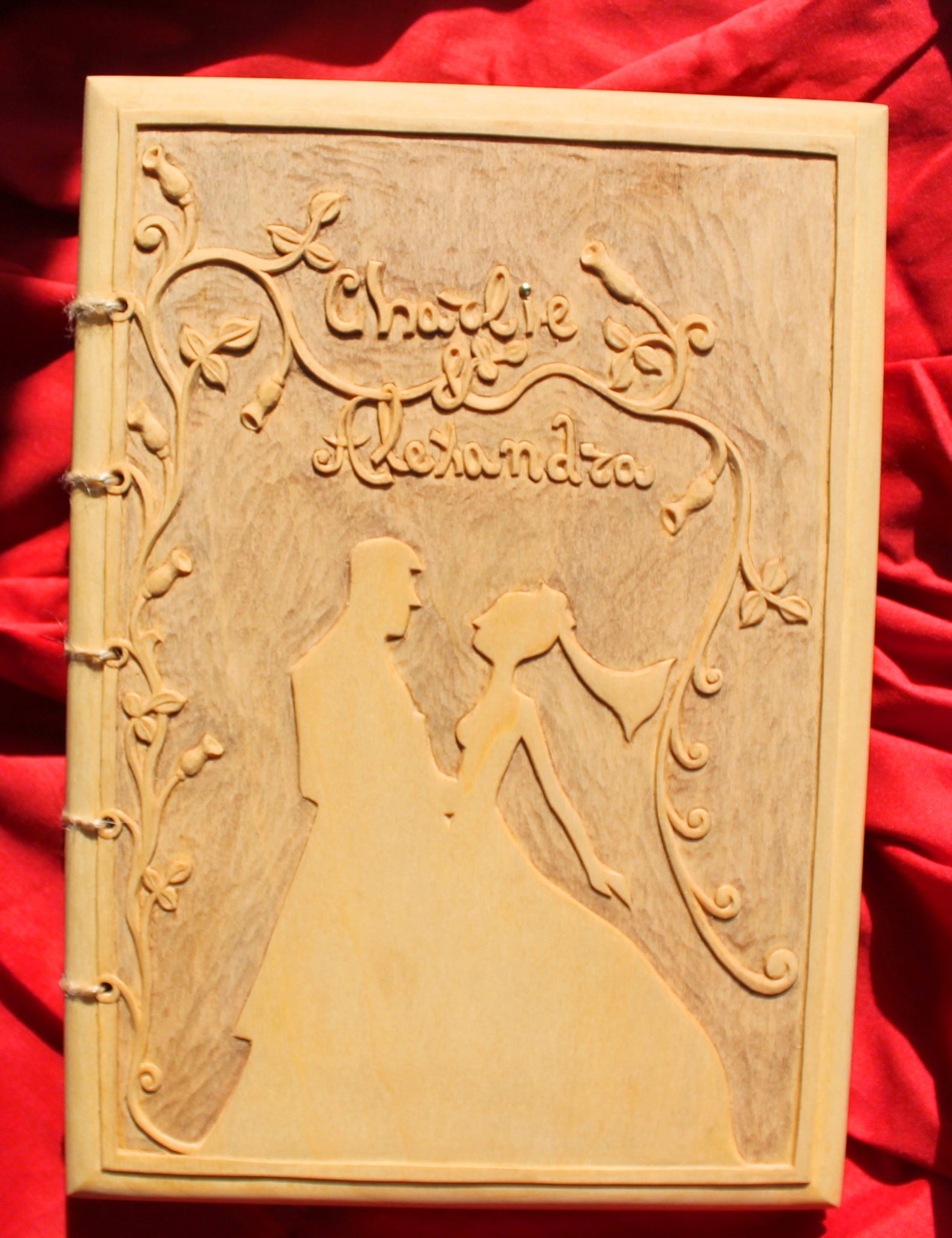 Personalized Wedding Album, Photo Album With Wooden Covers, Hand Carved ...