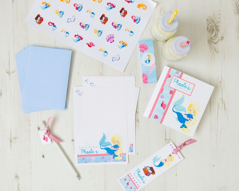 Mermaid Stationery Bundle Personalised Writing Set Mermaid - Etsy UK