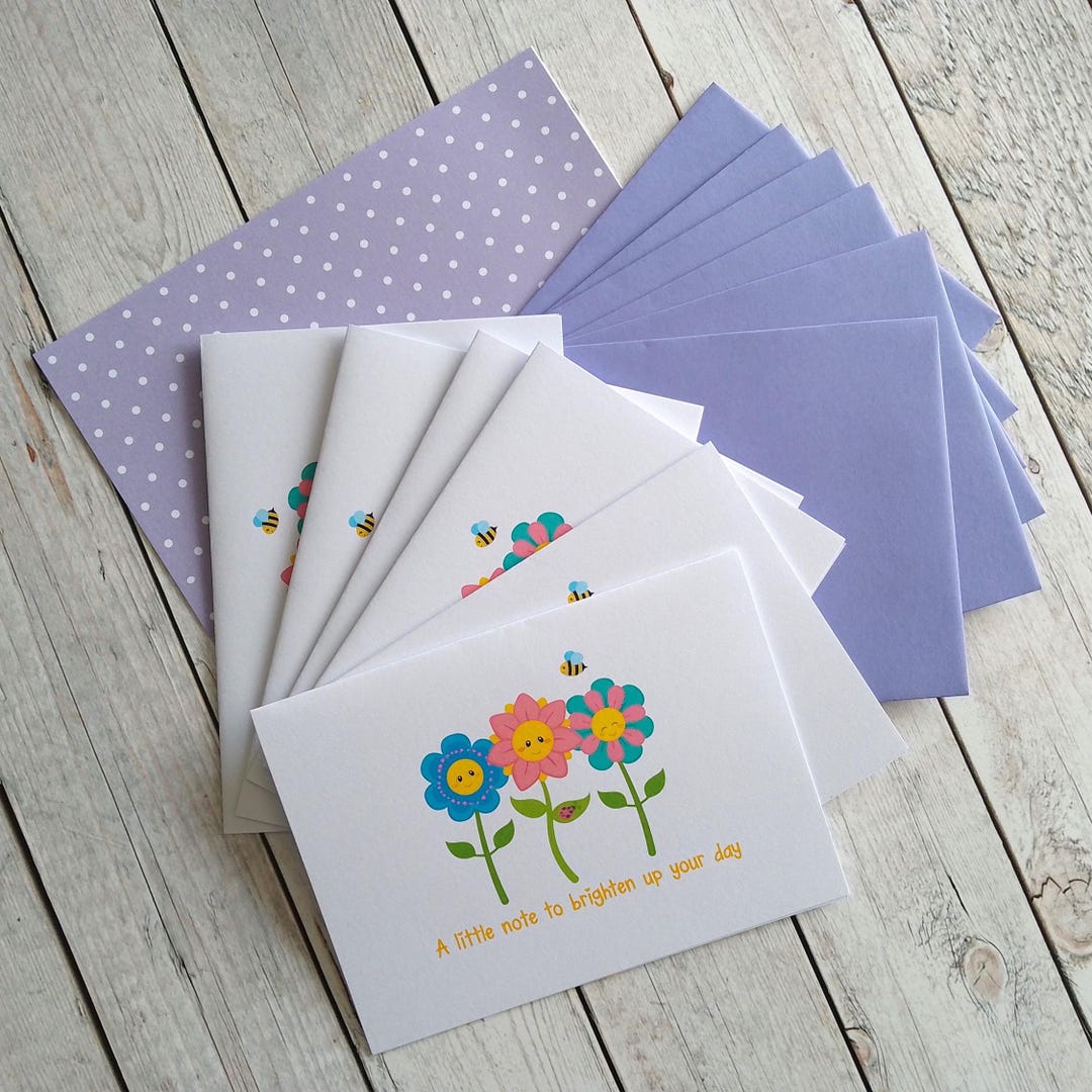 Cute Flower Notelet Set | Flower Writing Set | Brighten Your Day ...