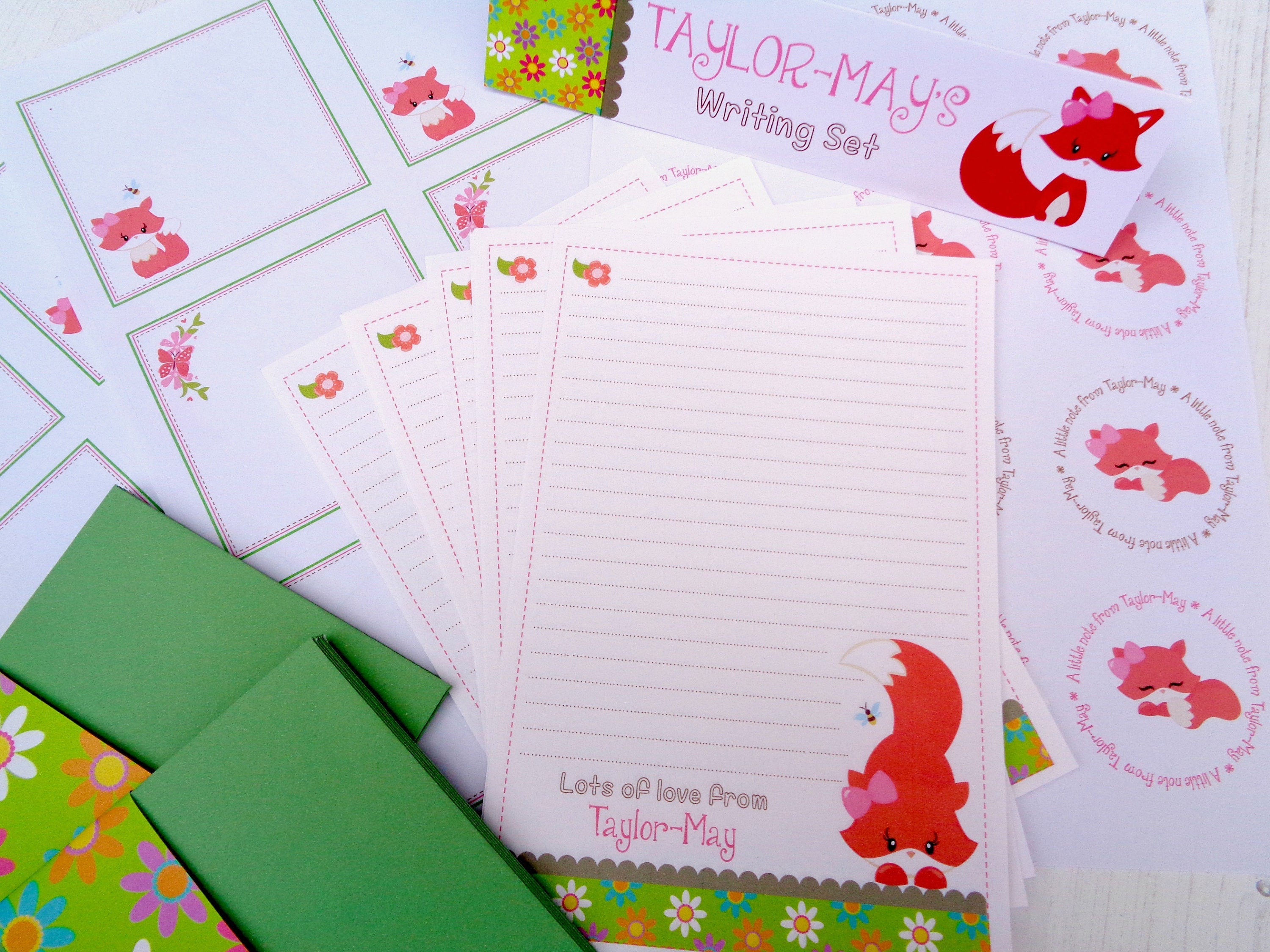 Cute Red Fox Writing Set Fox Stationery Set Cute Writing | Etsy