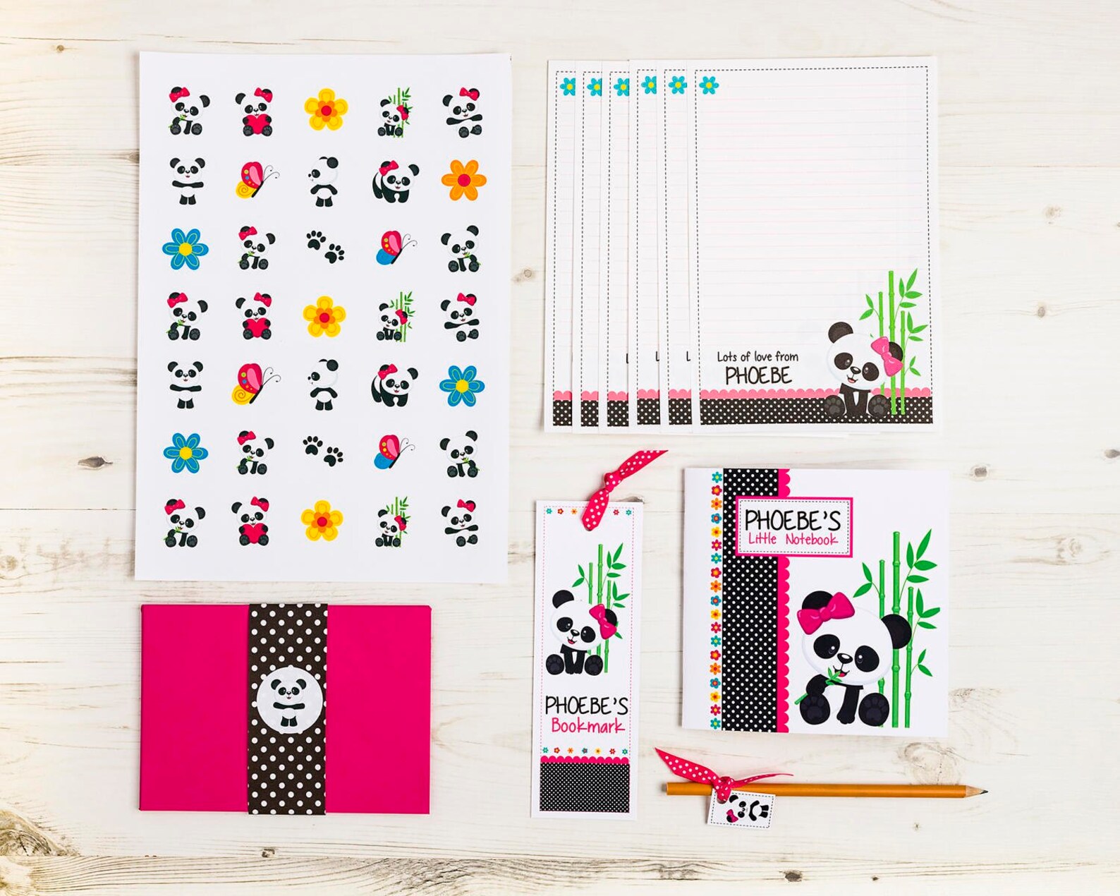 Panda Stationery Bundle Panda Writing Set Personalised - Etsy UK
