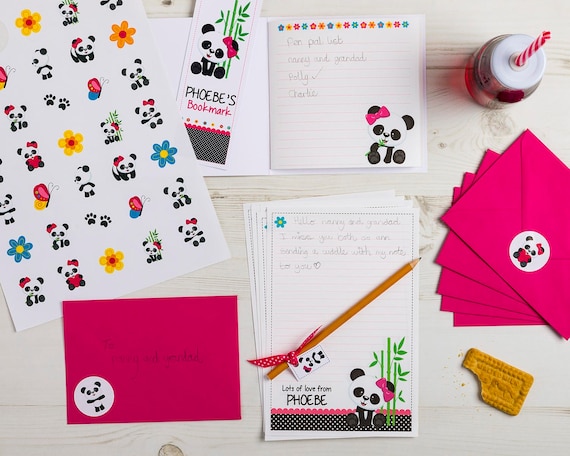 Panda Stationery Bundle Panda Writing Set Personalised - Etsy UK