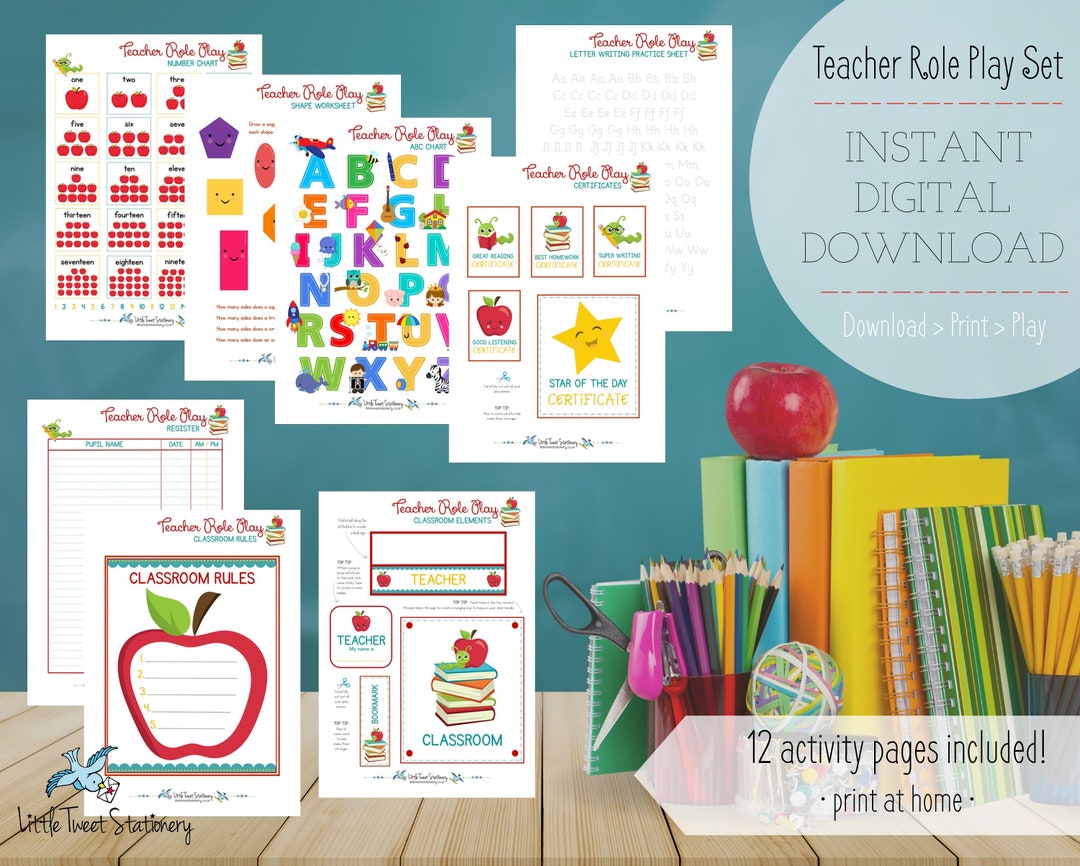 DIGITAL Instant Download Teacher Role Play Set | Pretend Teacher Set ...