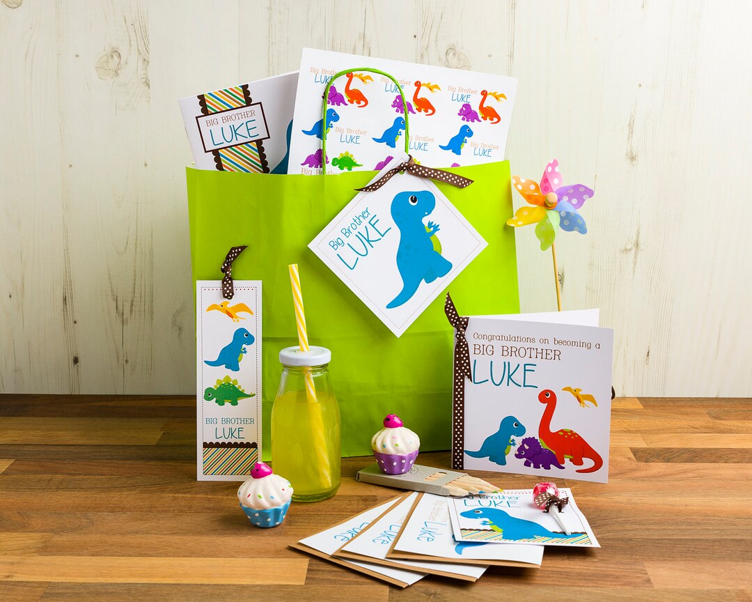 Personalised Dinosaur Gift Bag Bundle | Birthday Boy | New Big Brother ...