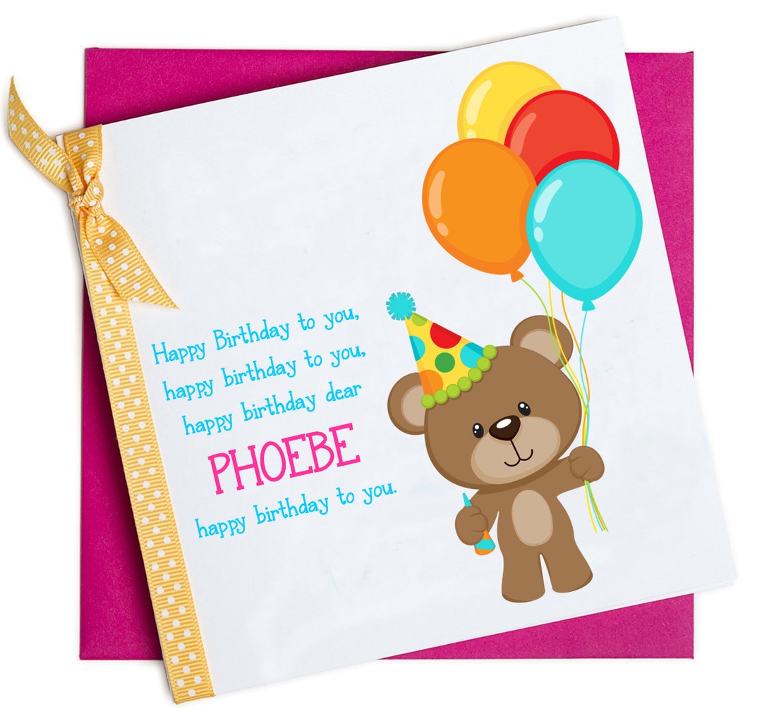 Personalised Happy Birthday Birthday Bear Card Teddy Bear Card Happy ...