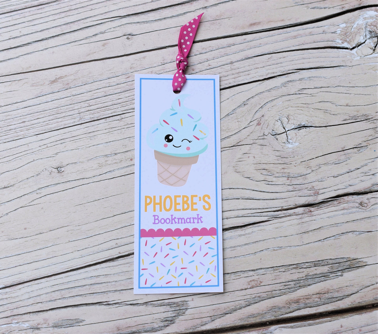 Personalised Kawaii Ice Cream Bookmark | Ice Cream Stationery | Ice ...