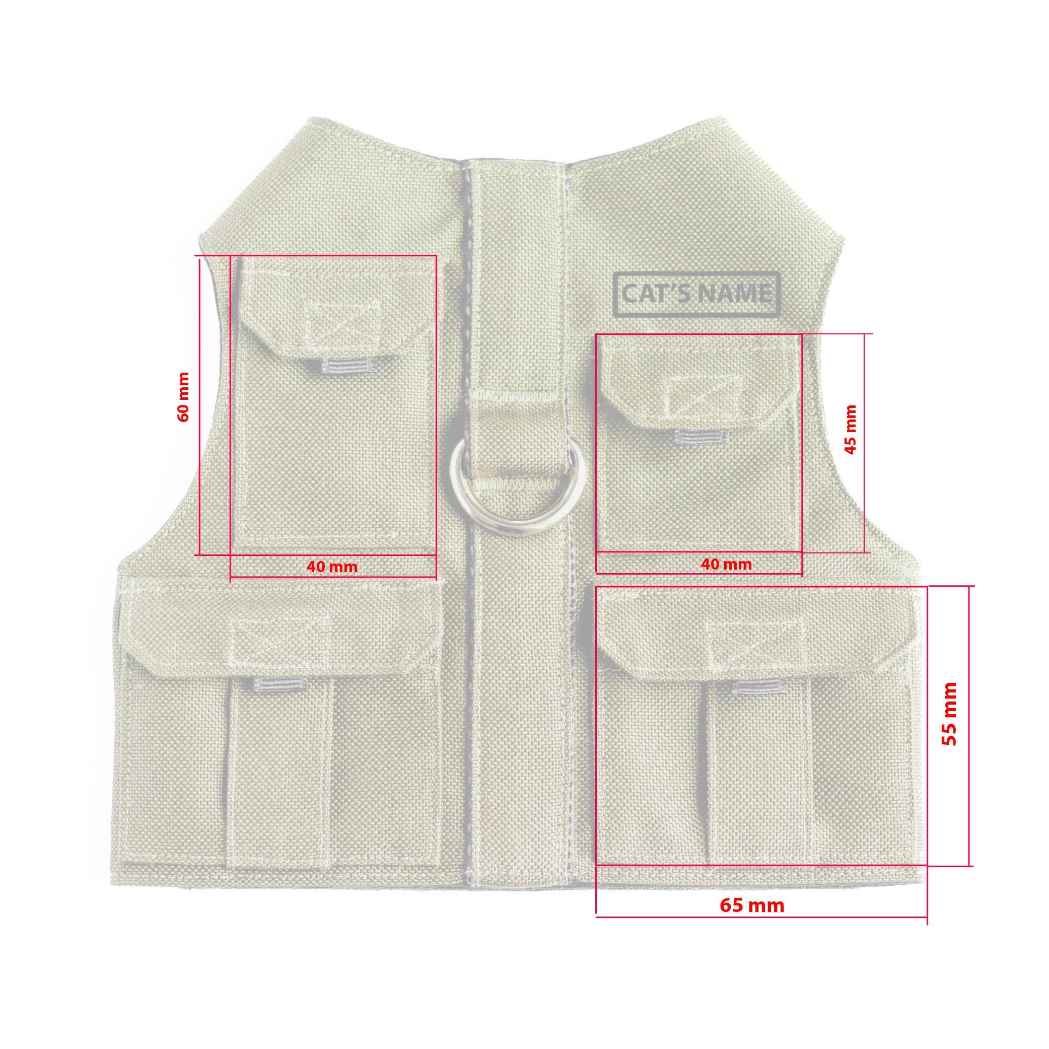 Black Fishing Vest. Custom-made Cat Harness With Pockets for Gps ...