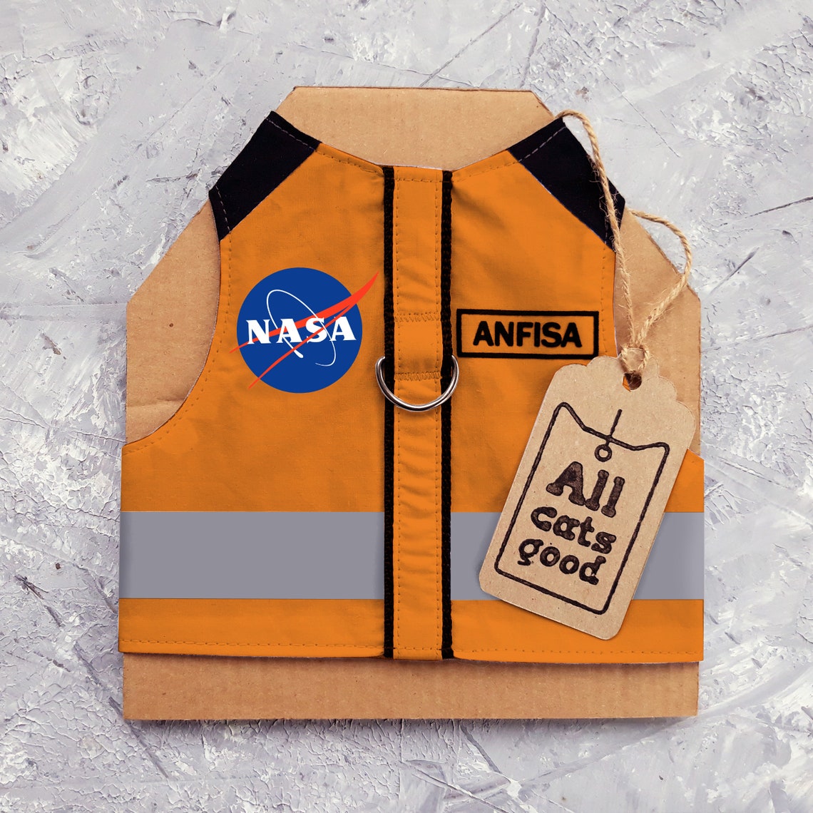 Personalized Orange NASA Cat Harness With Your Cat's Name | Etsy