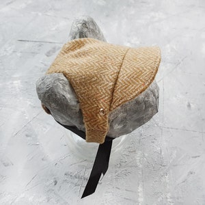 Classic Cat Hat. Cap for Cats and Kittens. Yellow Herringbone Hat. Pet ...