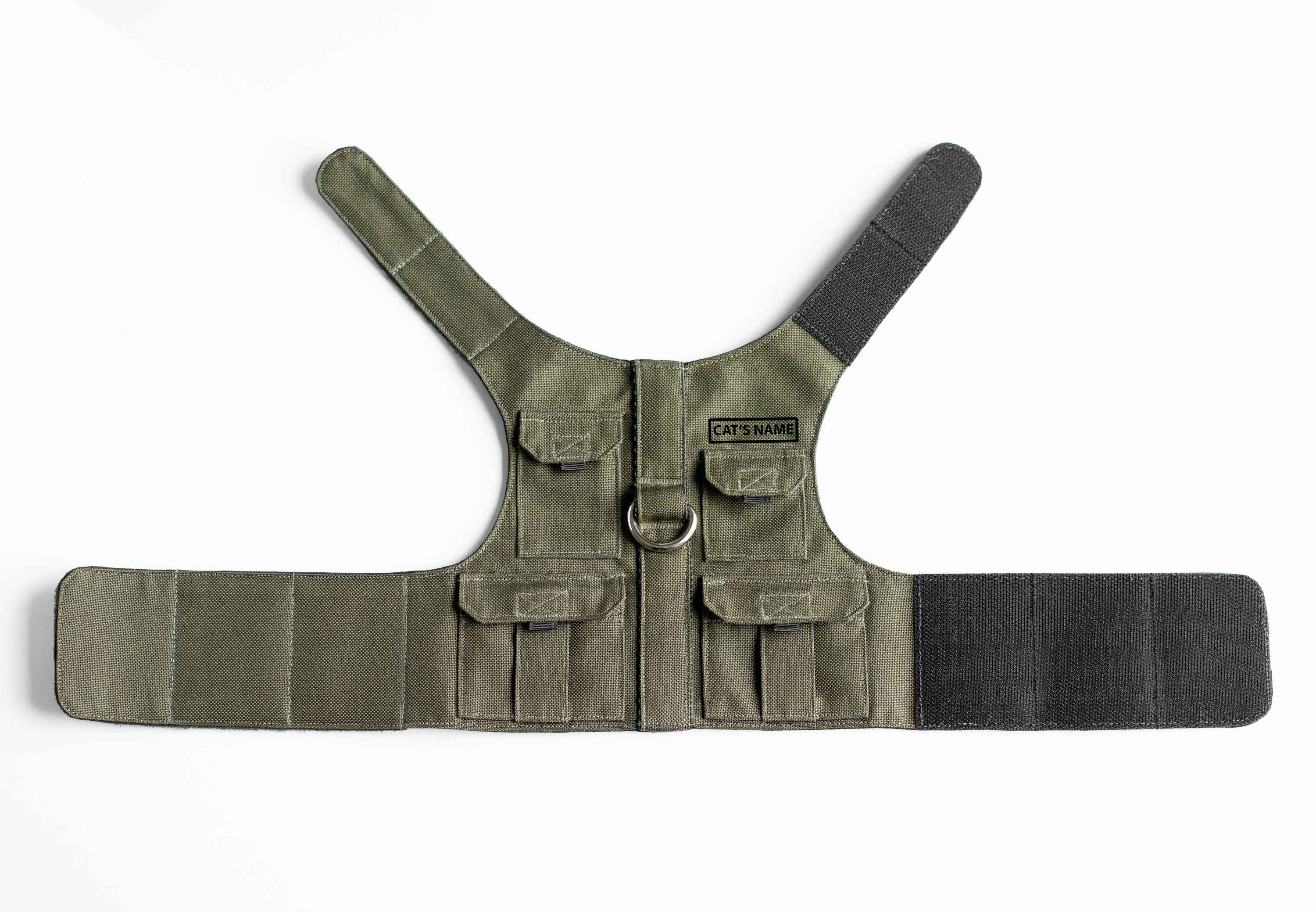 Khaki Fishing Vest. Custom-made Cat Harness With Pockets for Gps ...