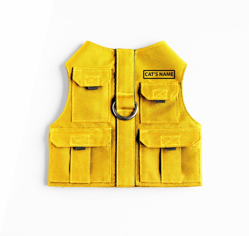 Yellow Fishing Vest. Custom-made Water-repellent Cat Harness With ...