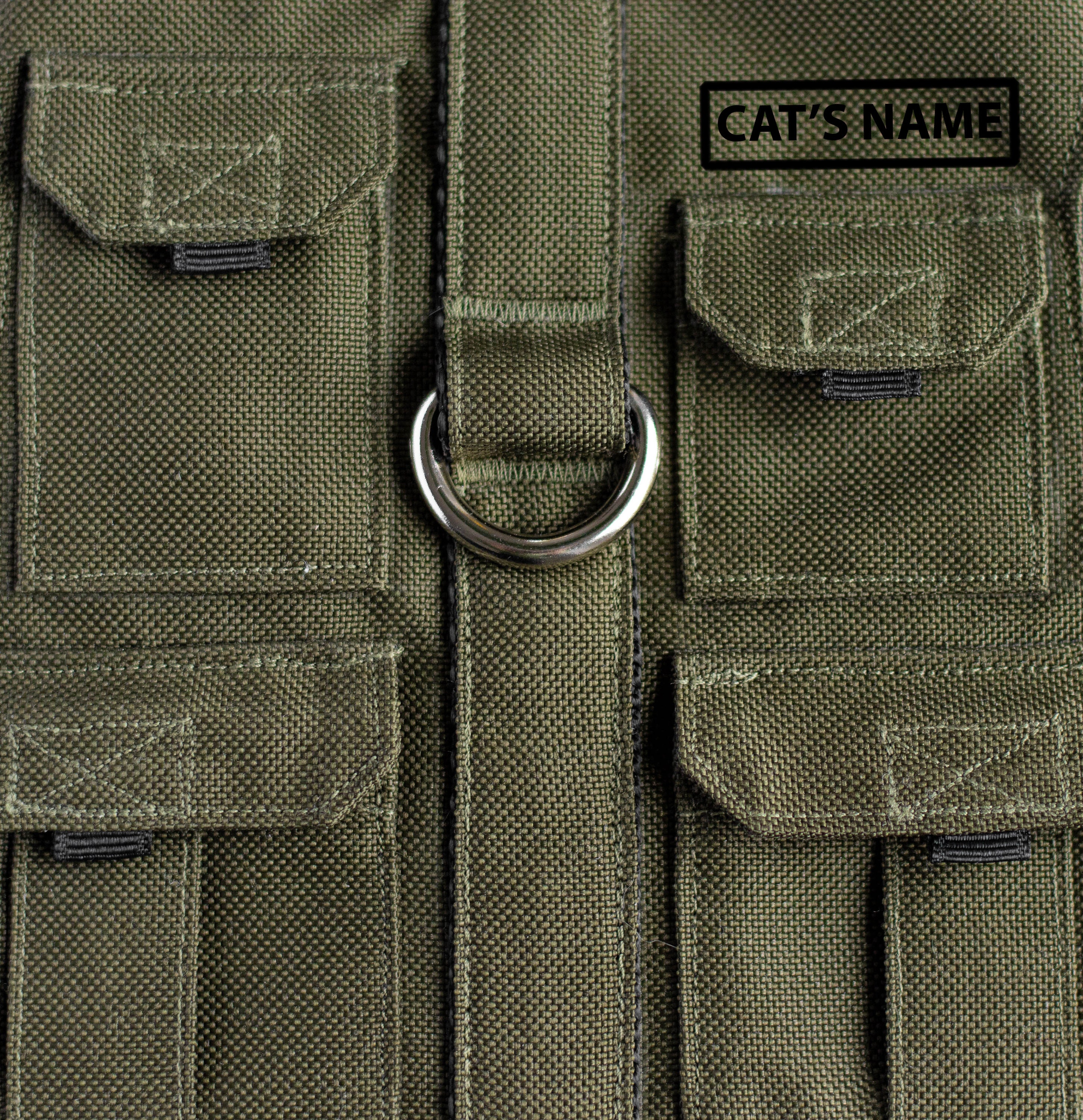 Khaki Fishing Vest. Custom-made Cat Harness With Pockets for Gps ...
