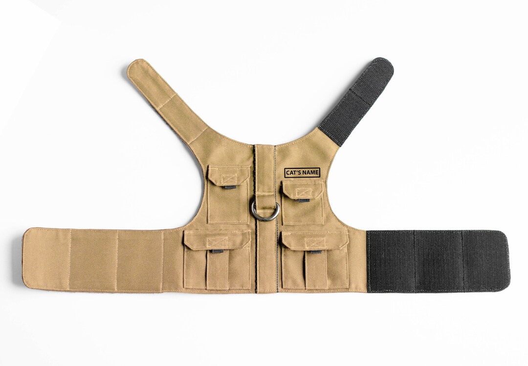 Escape Proof Light Khaki Tactical Cat Vest. Water-repellent Cat Harness ...