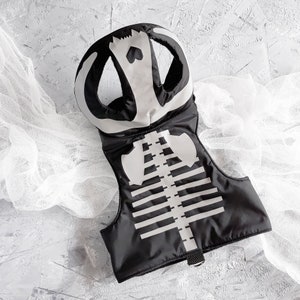 Halloween Black Harness With Reflective Skeleton Print and - Etsy