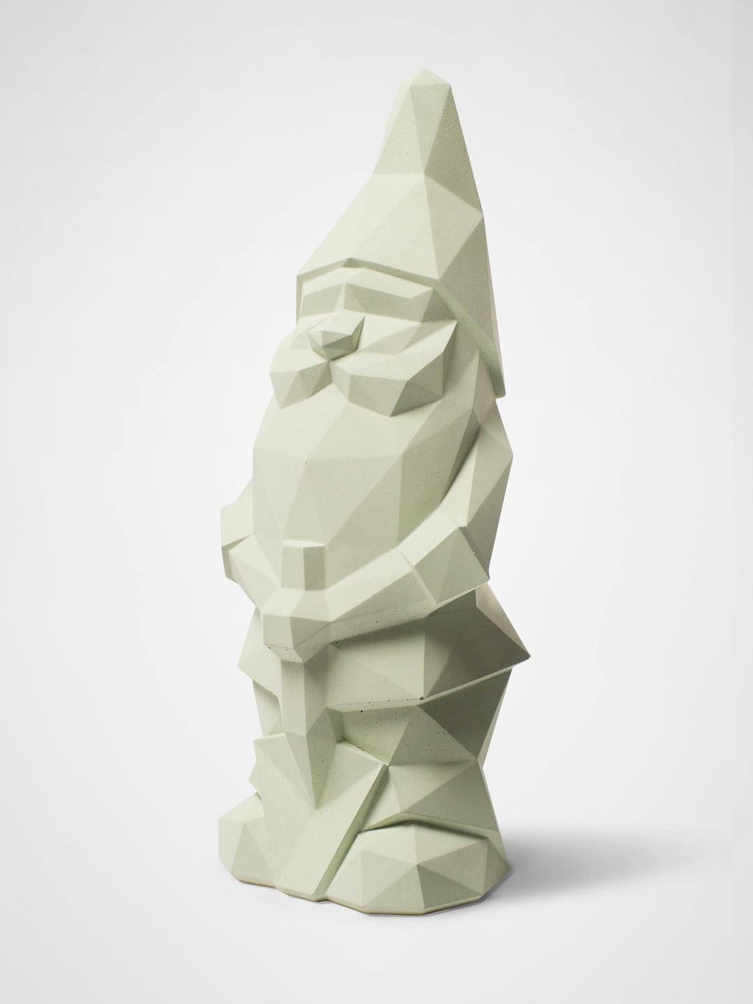 Low Poly Concrete Garden Gnome – Modern Cement Sculpture for Garden or ...