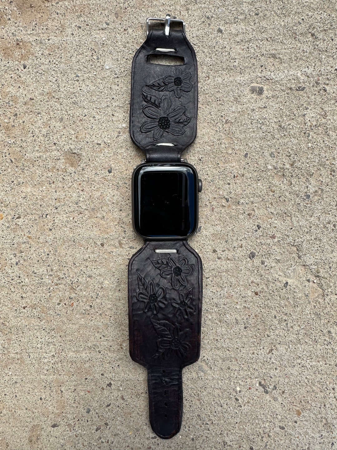 Flowered Leather Watch Band - Etsy