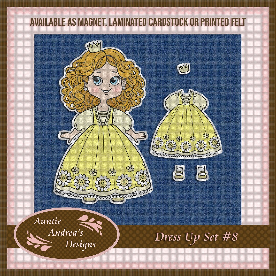 Dress up Doll Set #8 - 8" Made of Felt or Laminated Cardstock or Magnet ...