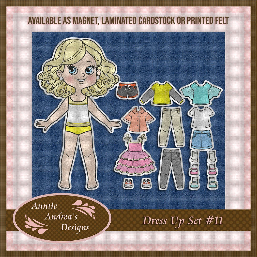 Dress up Doll Set #11 - 8" Made of Felt or Laminated Cardstock or ...