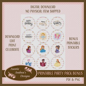 Printable Princess Party Bottle Label and Straw Holder for Birthday and ...