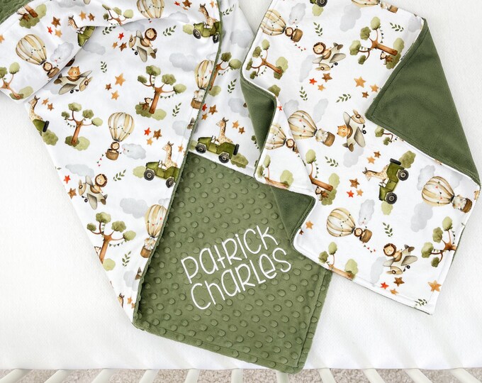 Cozy Minky Baby Blanket Little Man Woodland Animal With Hunter Green ...