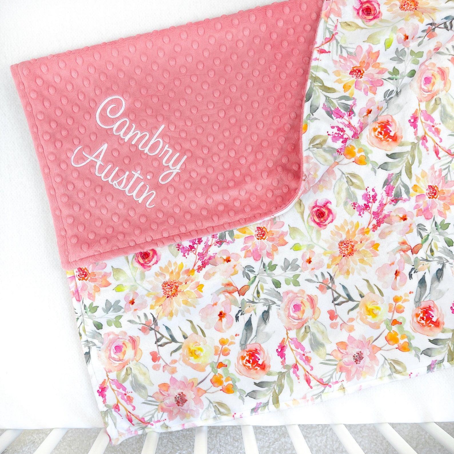 Personalized Baby Blanket With Name - Baby Shower Gift - Floral Baby ...