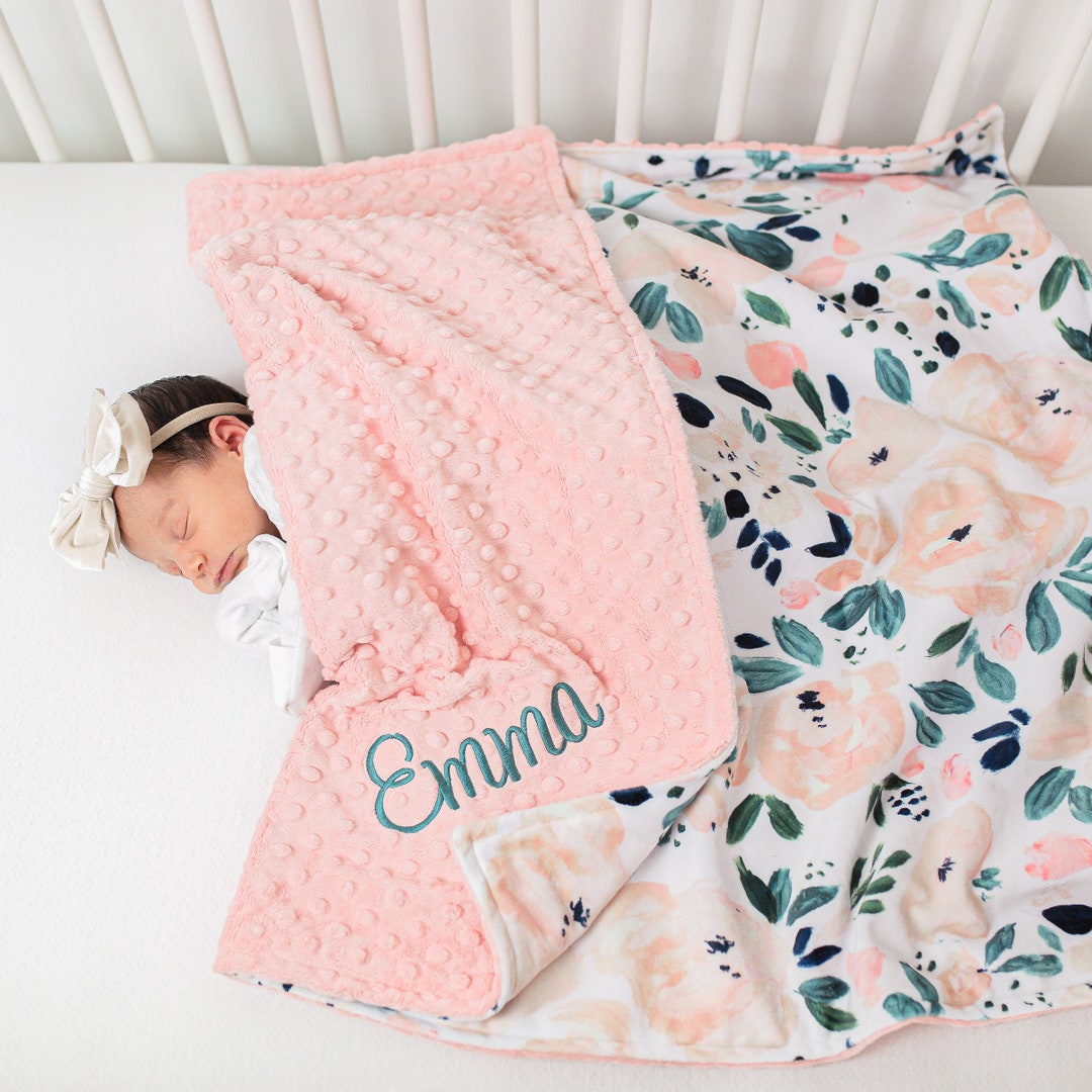 Personalized Baby Blanket Girl - Floral Baby Blanket - Baby Girl Gift ...