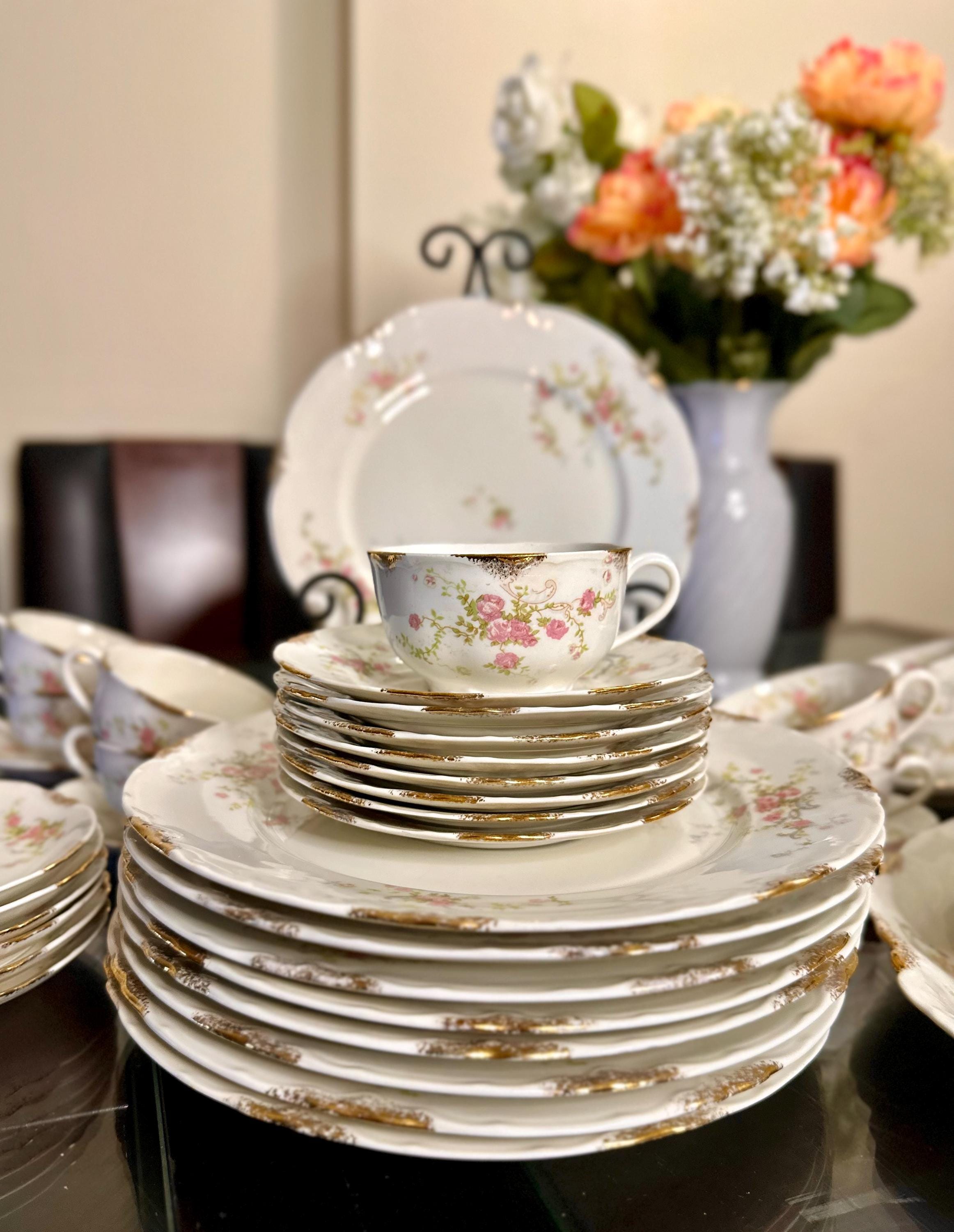 Warwick China Service, 48 Pc Set, Antique Old Abbey Set, Pink Roses ...