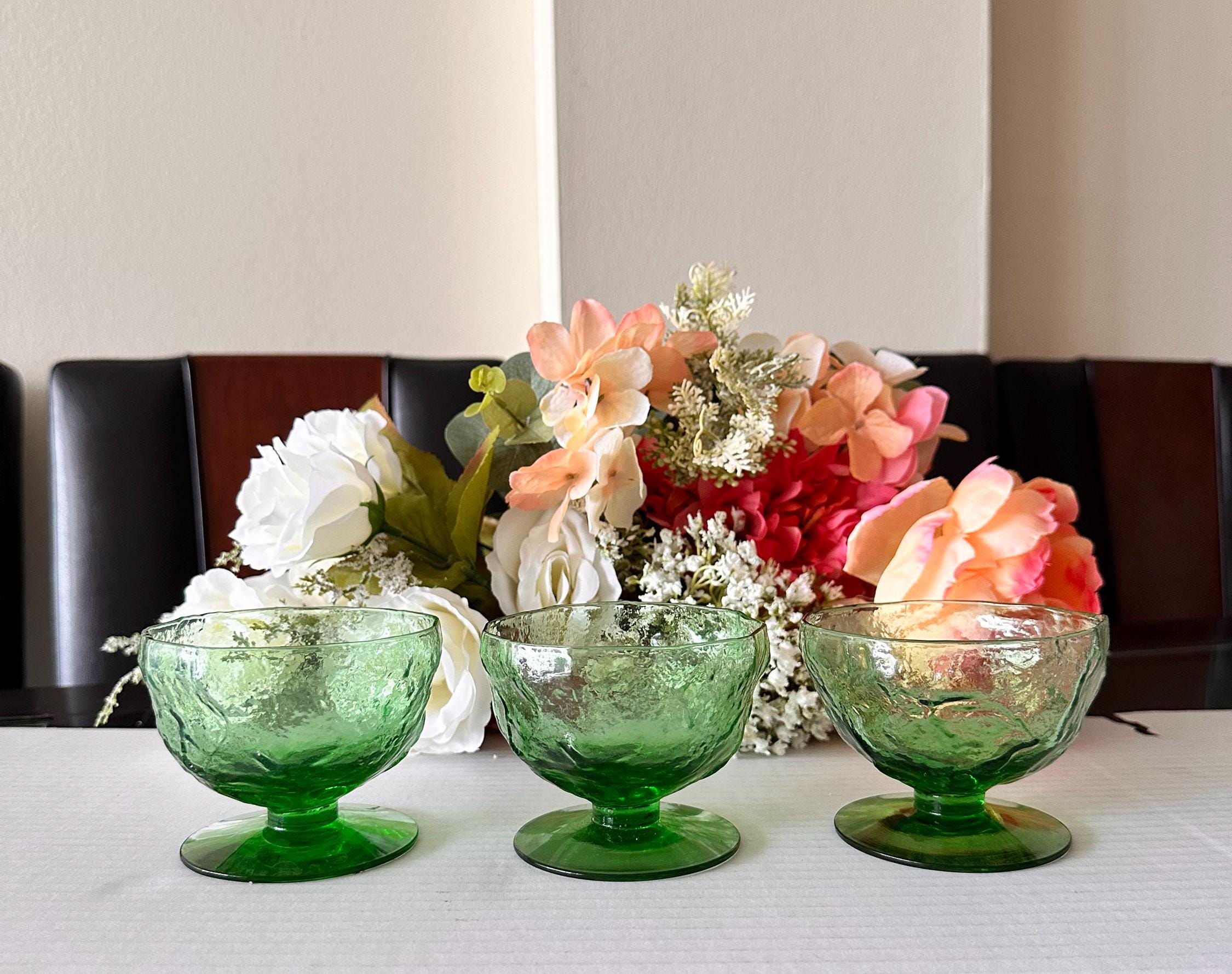 Vintage Morgantown Glass Driftwood Light Green Crinkle Champagne or ...