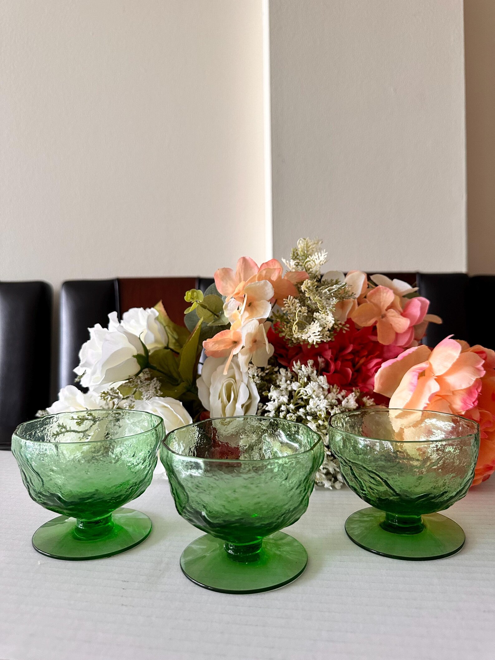 Vintage Morgantown Glass Driftwood Light Green Crinkle Champagne or ...