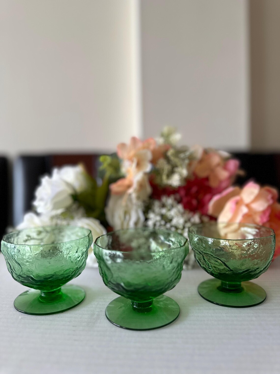 Vintage Morgantown Glass Driftwood Light Green Crinkle Champagne or ...