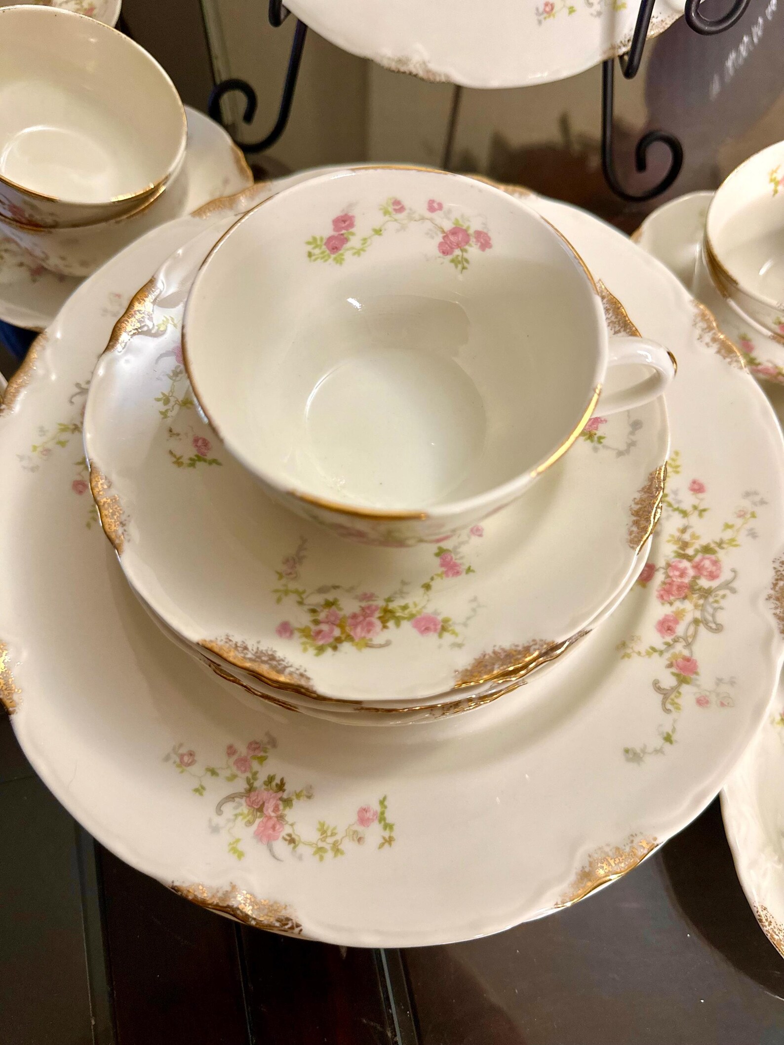 Warwick China Service, 48 Pc Set, Antique Old Abbey Set, Pink Roses ...