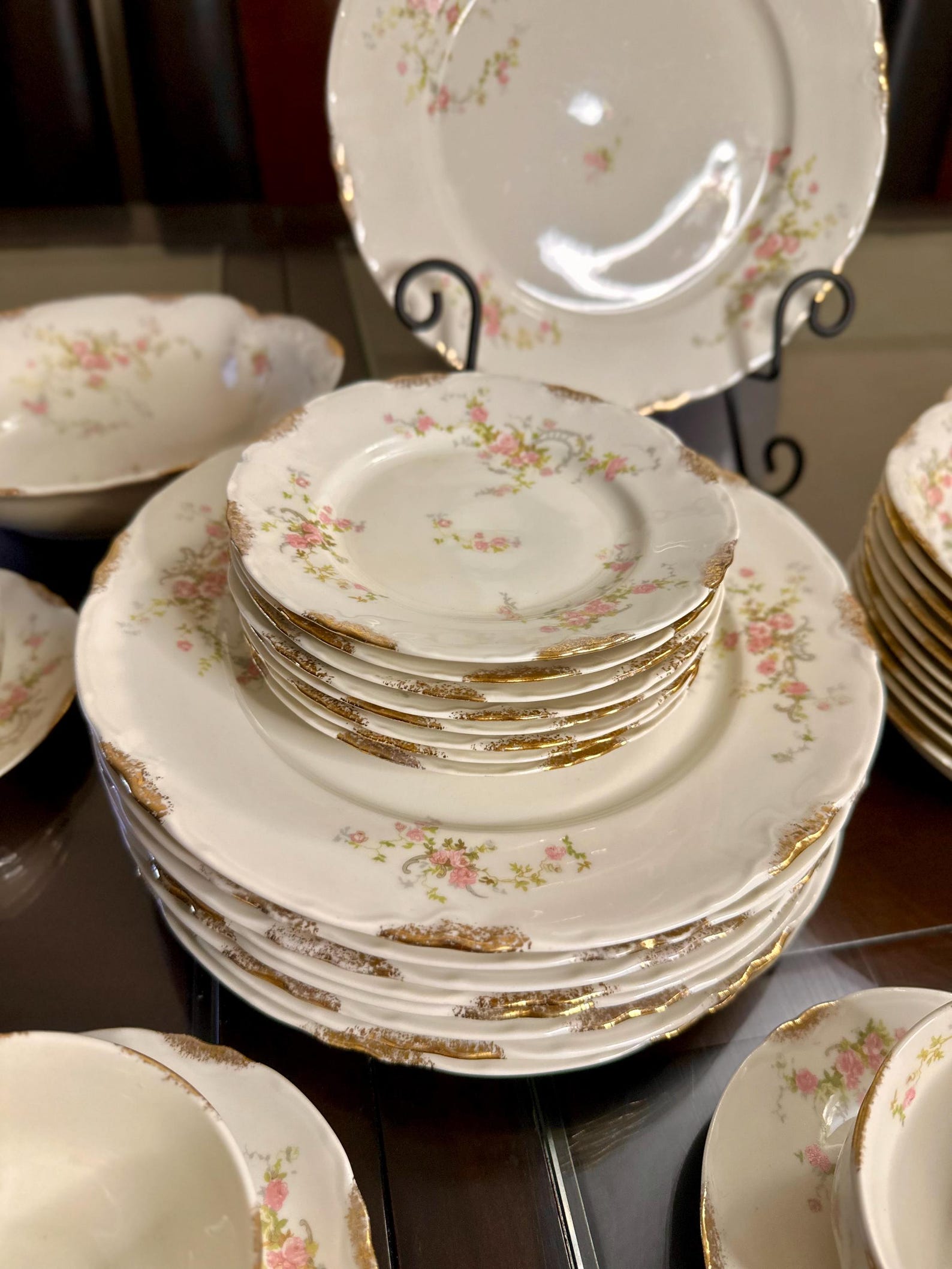 Warwick China Service, 48 Pc Set, Antique Old Abbey Set, Pink Roses ...