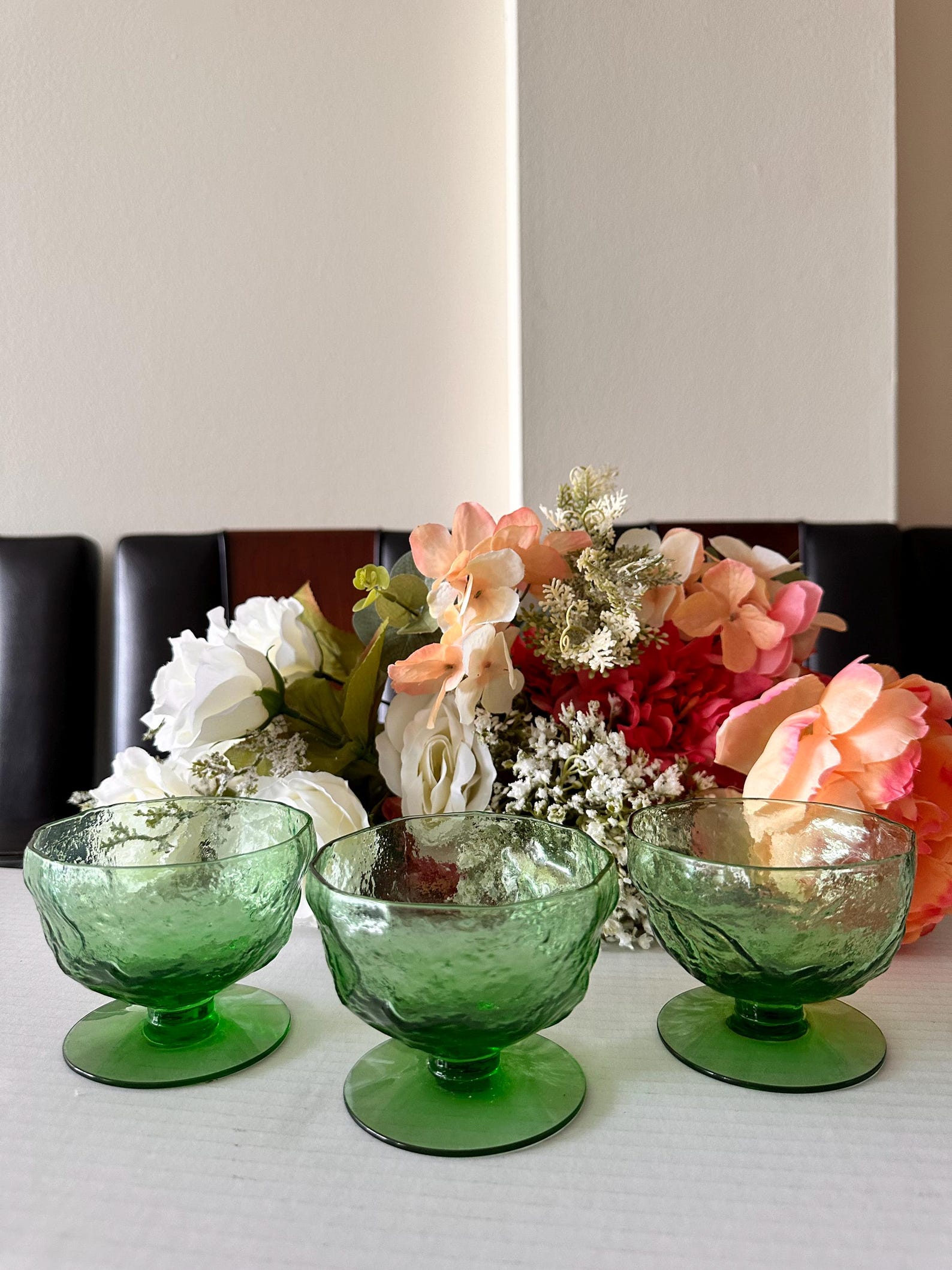 Vintage Morgantown Glass Driftwood Light Green Crinkle Champagne or ...