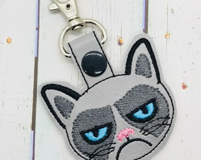 Grumpy Cat, Keychain, Key Fob, Snap Tab, Luggage Tag, Zipper Pull, Bag ...