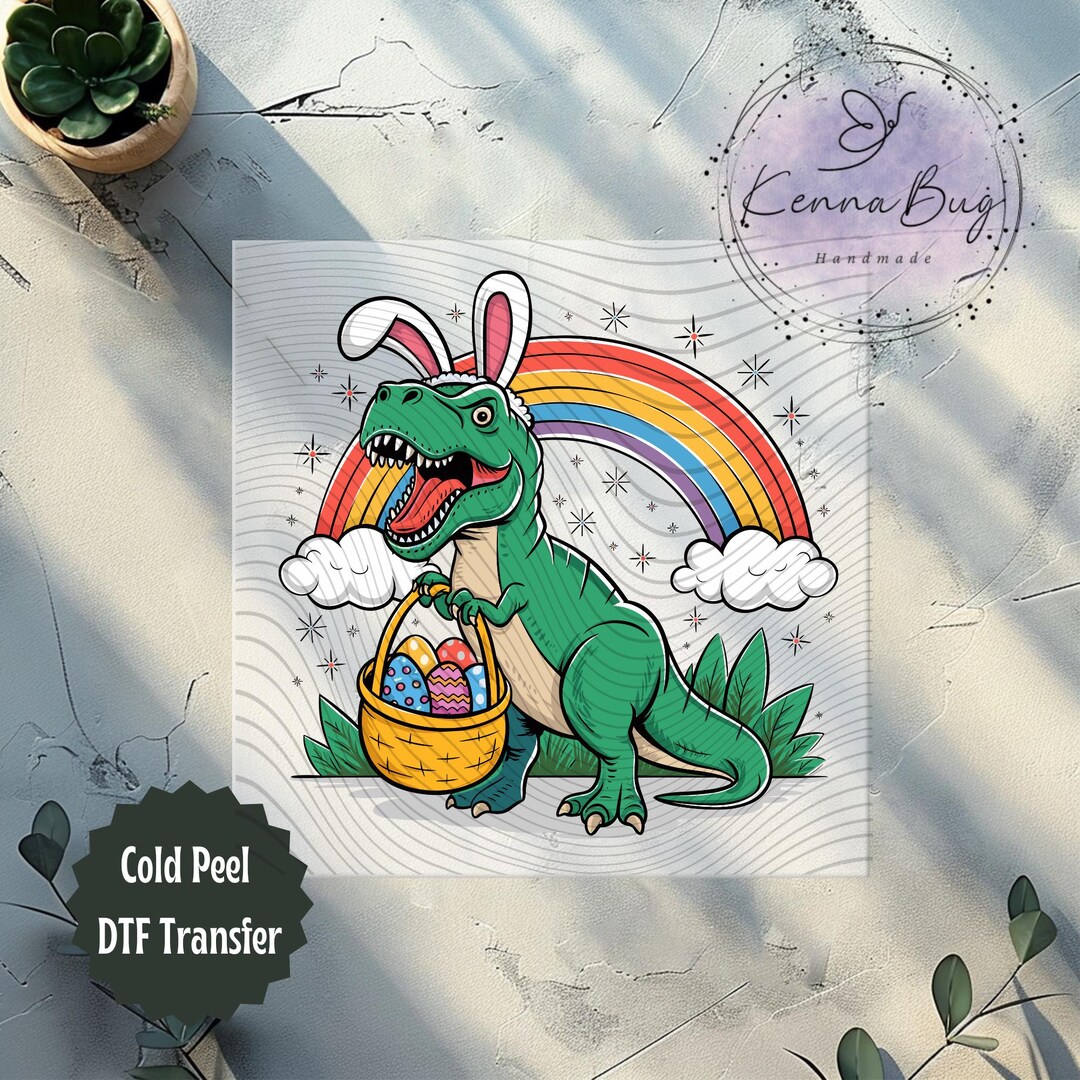 Easter T Rex, Bunny Ears, Easter, Dinosaur, DTF Transfer, Ready to ...