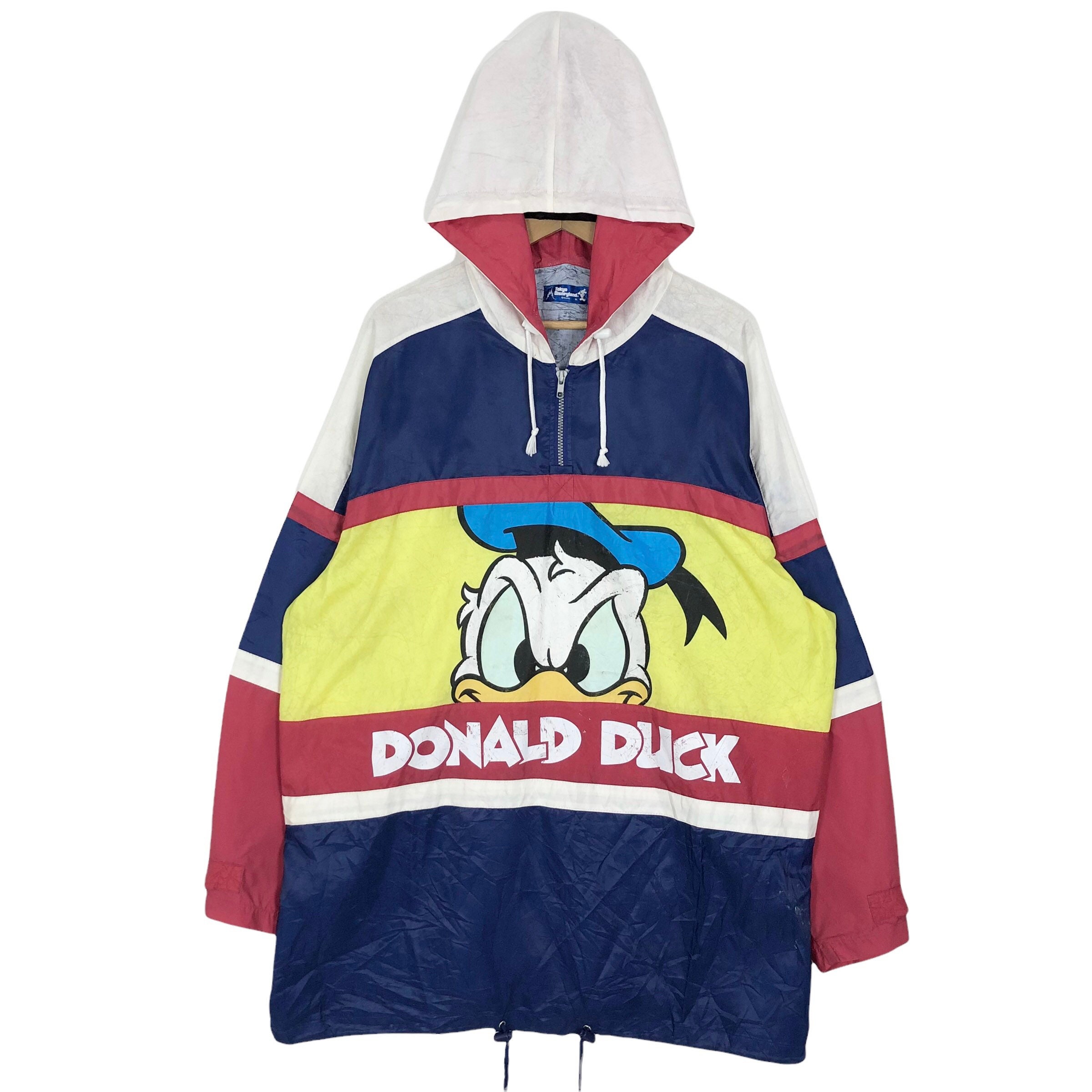 Vintage Walt Disney Donald Duck Windbreaker Jacket Hoodie Tokyo ...