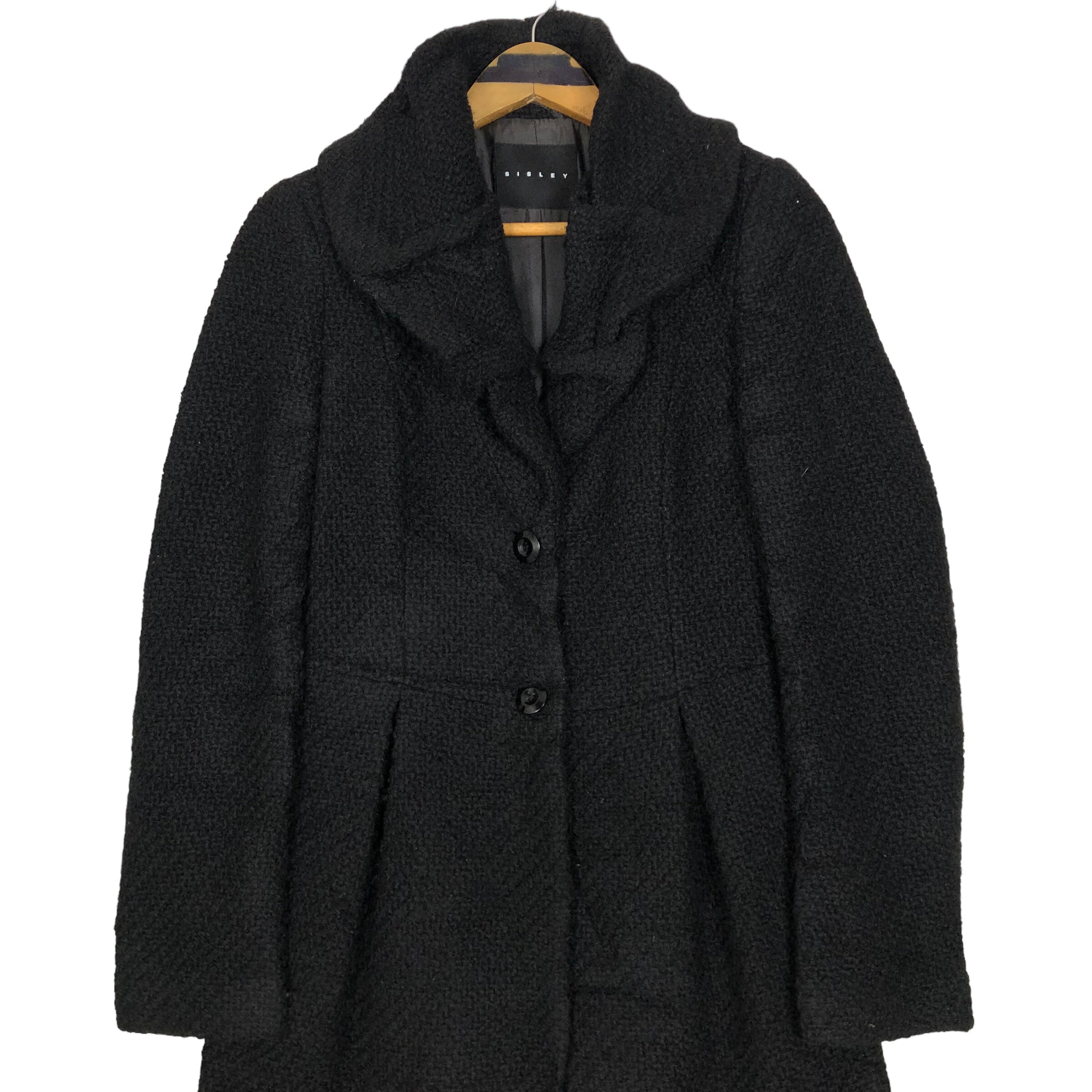 Sisley Wide Lapel Wool Car Coat Wide Collar Light Jacket Overcoat ...
