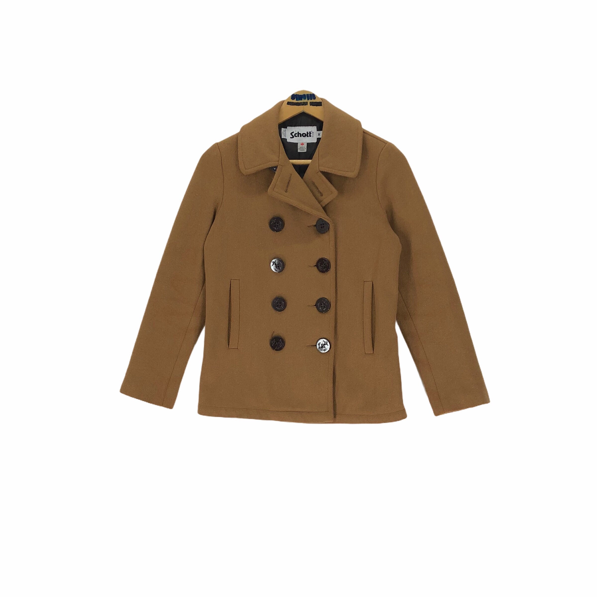 Vintage 90s 00s Schott NYC Womens Pea Coat Double Breasted Button up ...