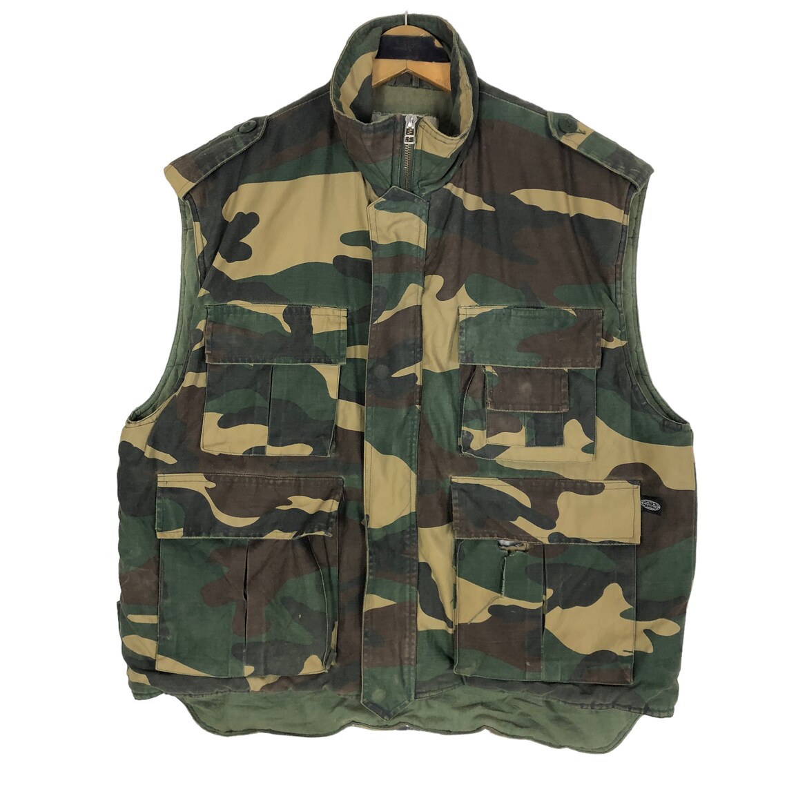 Vintage US Army Tactical Vest Military Cargo Vest Camouflage Zip up ...