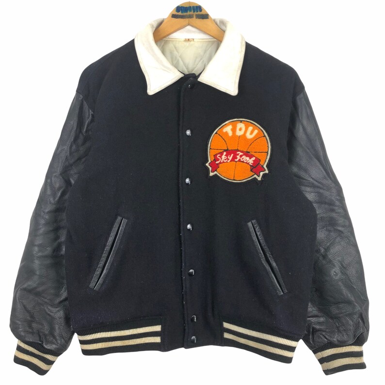 Vintage 90s Tokyo Denki University TDU Basketball Team Sky Fook Leather ...