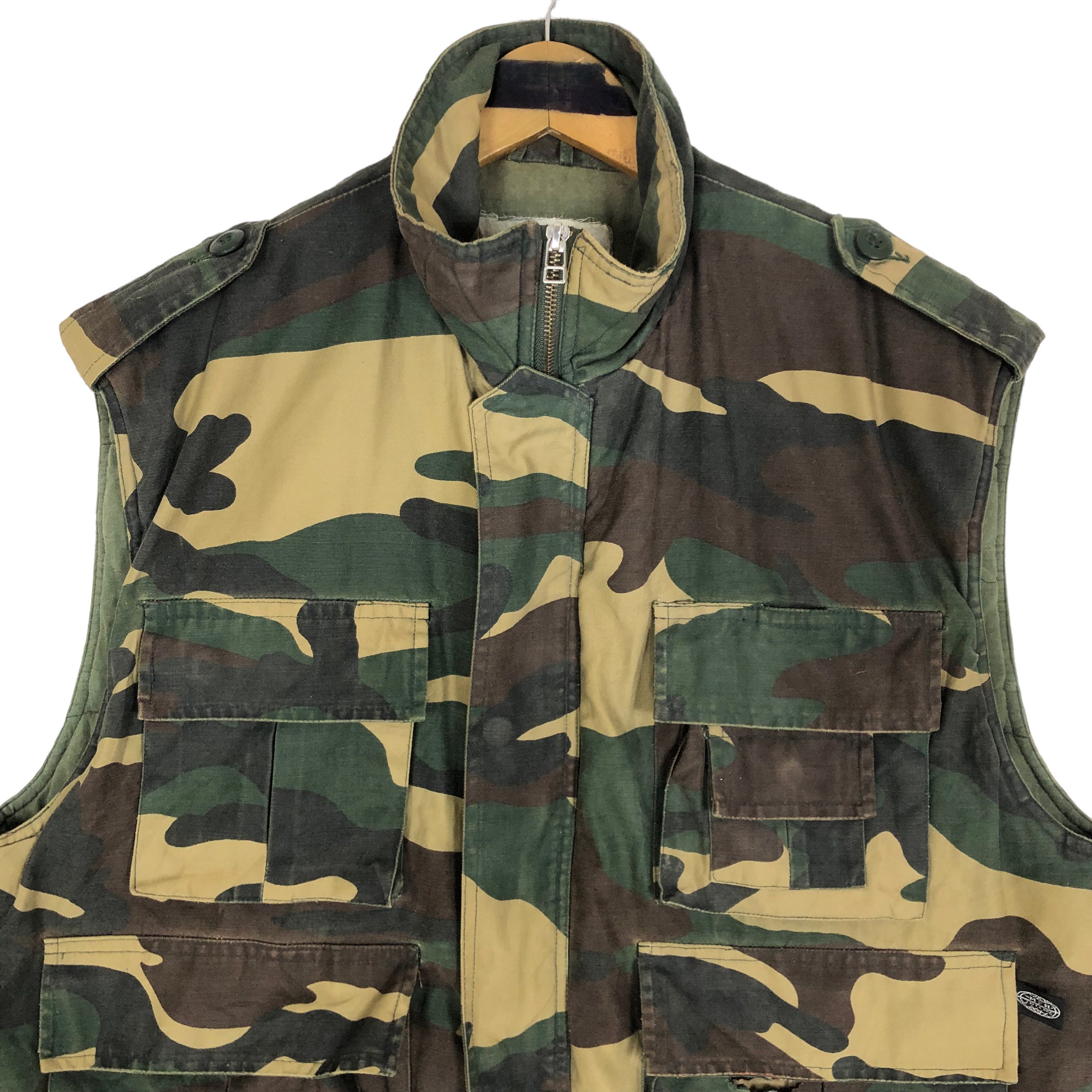Vintage US Army Tactical Vest Military Cargo Vest Camouflage Zip up ...