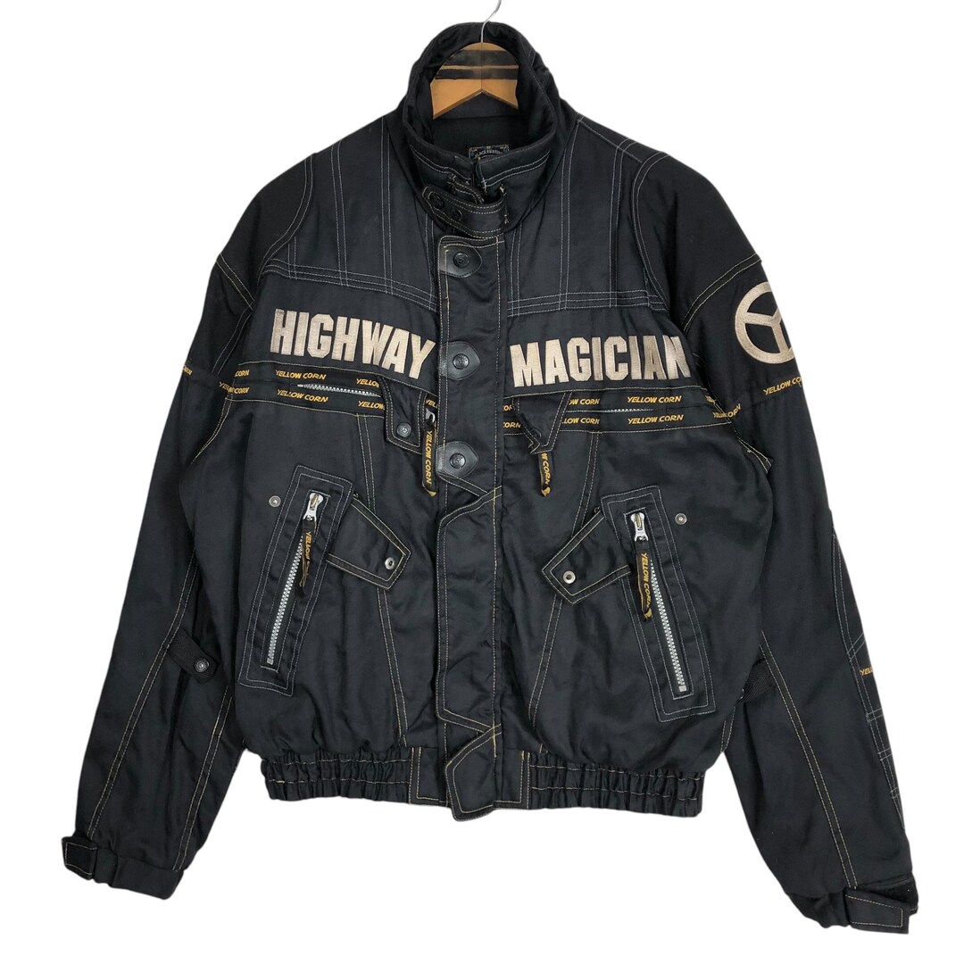 Vintage Yellow Corn Highway Magician Biker Jacket Racing Jacket Big ...