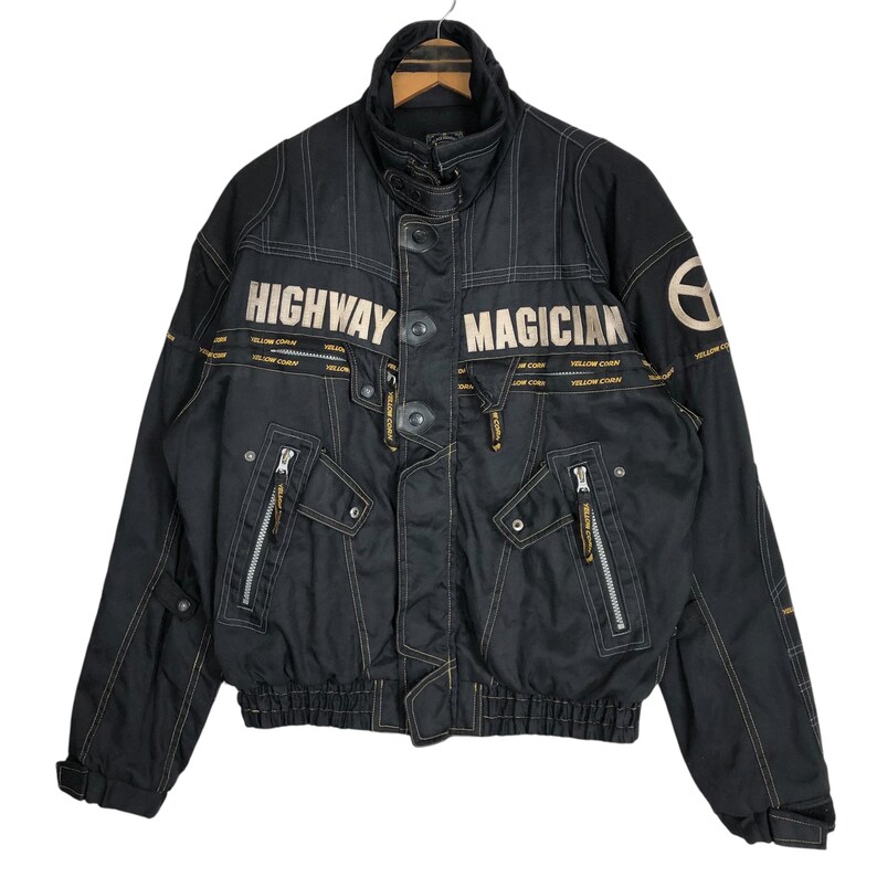 Vintage Yellow Corn Highway Magician Biker Jacket Racing Jacket Big ...
