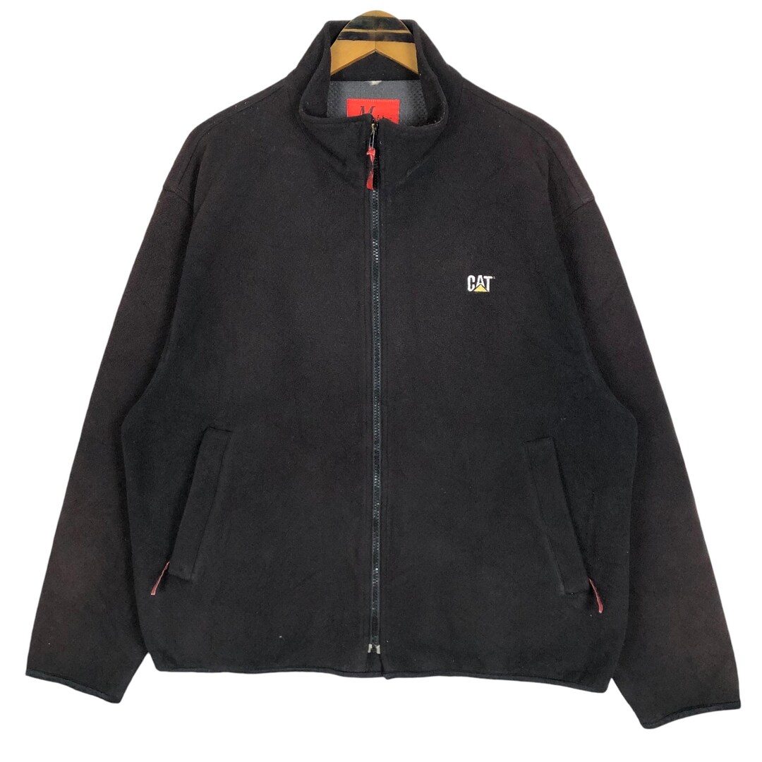 Vintage Caterpillar CAT Mock Neck Fleece Sweater Zip up Light Jacket ...