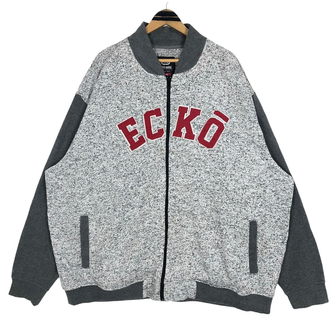 Ecko Unltd Varsity Sweater Full Zip Big Logo Embroidery Oversized ...
