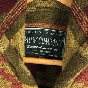 Vintage MUW Company Knitted Sweater Hoodie Aztec Navajo Patterns Button ...